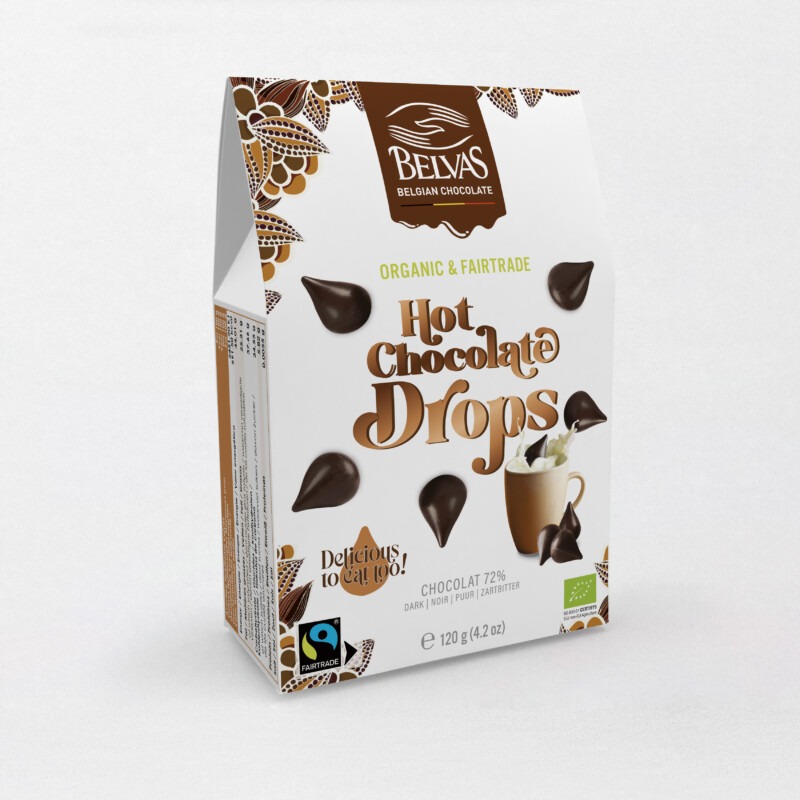 Hot Chocolate drops – 72% pure chocolade (120g) – Belvas